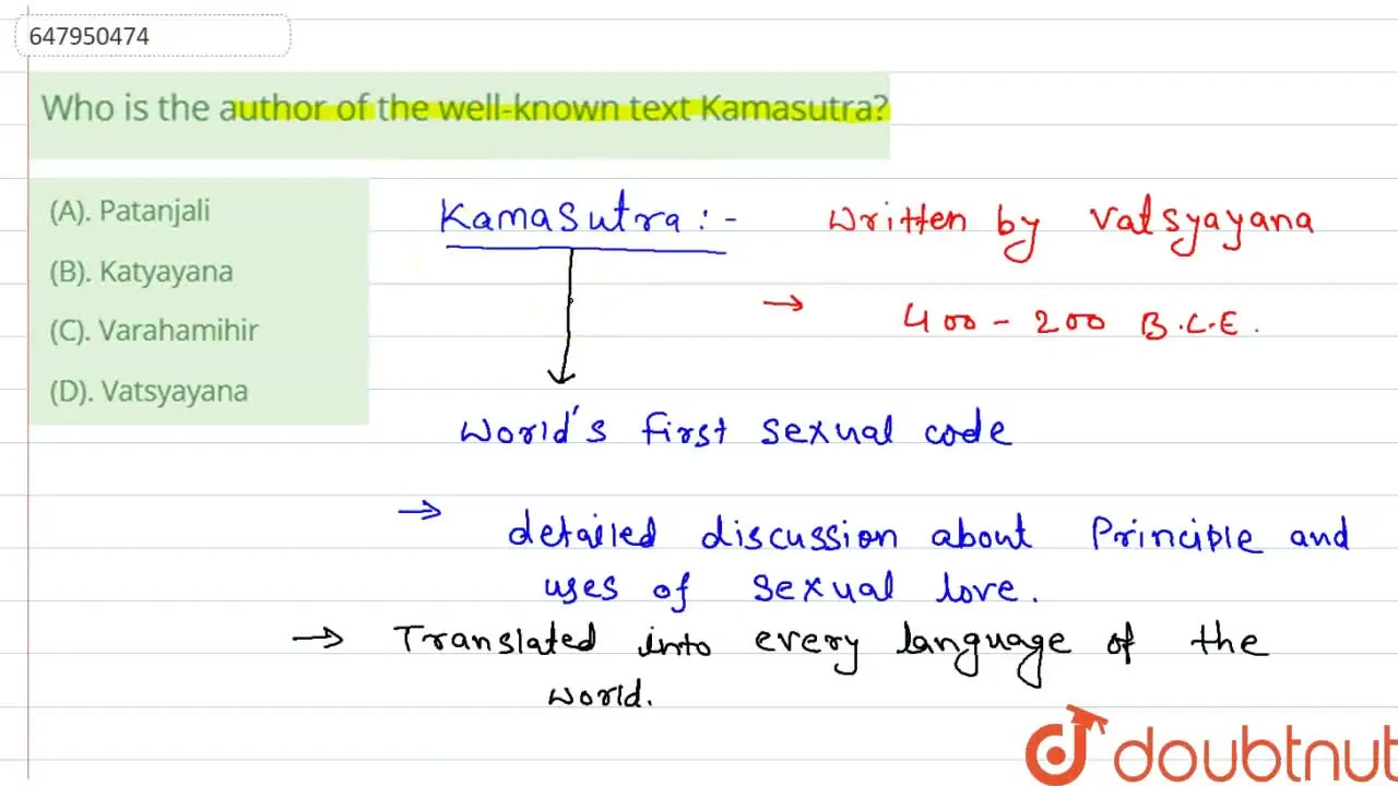 Who is the author of the well-known text Kamasutra?