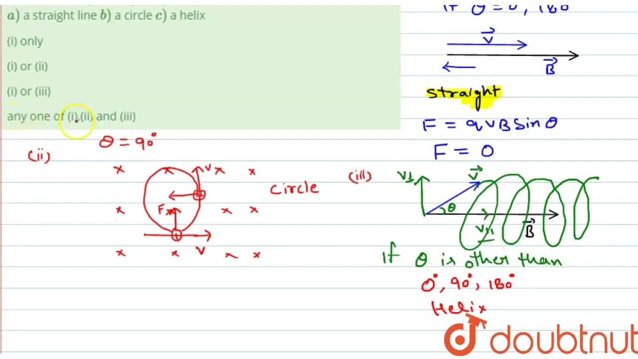 When a positively charged particle enters a uniform magnetic field wit