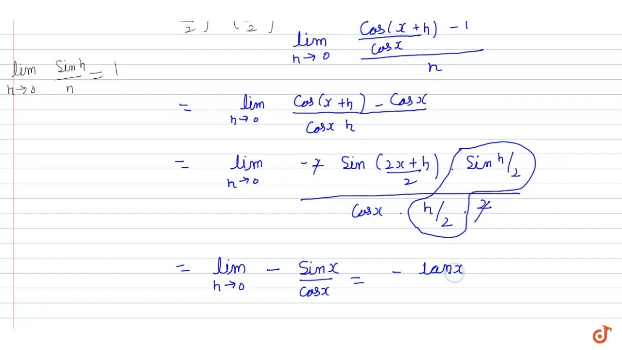 Differentiate the following function from first principles: logcosx