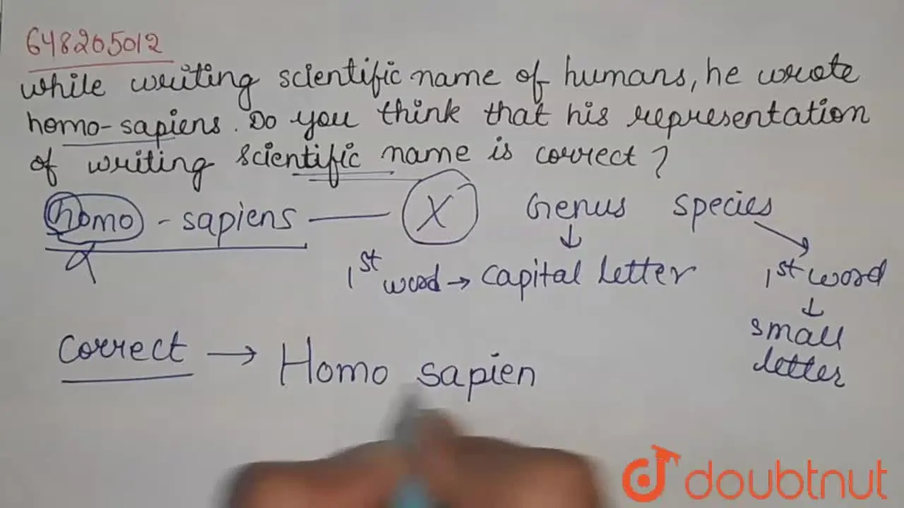 While writing scientific name of humans, he wrote homo Sapiens. Do you