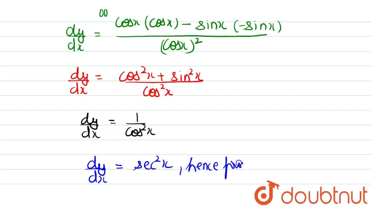 [Punjabi] If y=tanx then (dy)/(dx)=sec^(2)x