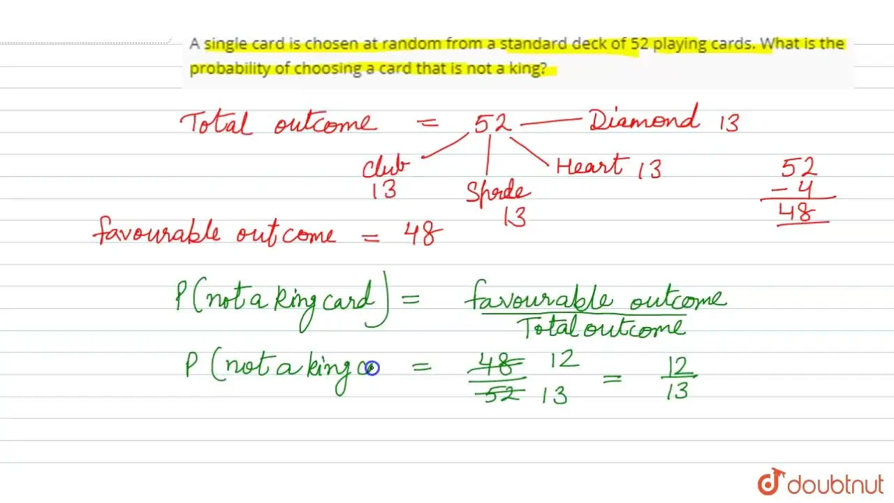 A single card is chosen at random from a standard deck of 52 playing c