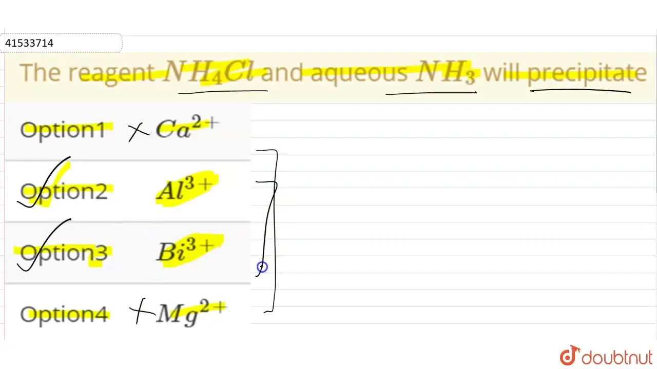 The reagent NH4Cl and aqueous NH(3) will precipitate