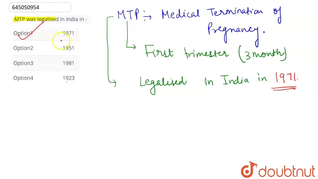 MTP was legalised in India in