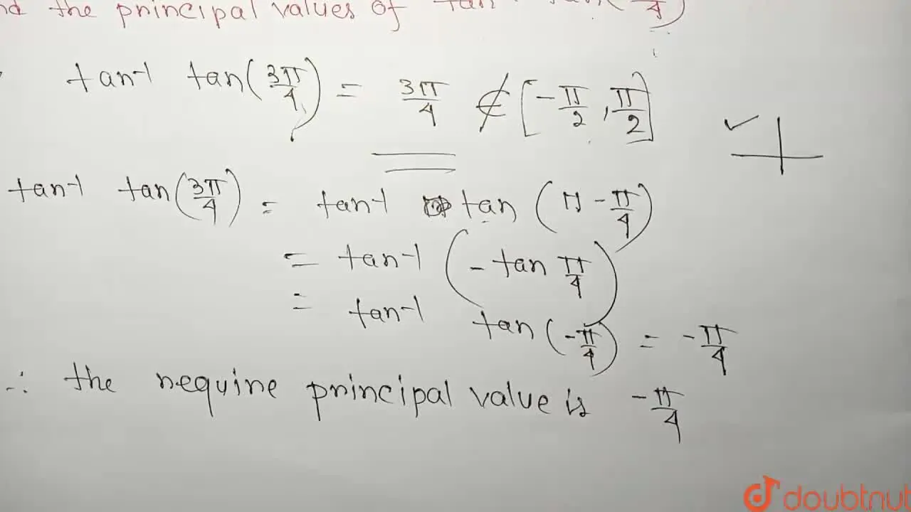 [Bengali] Find the principal values of tan^(-1)tan ((3pi)/(4))