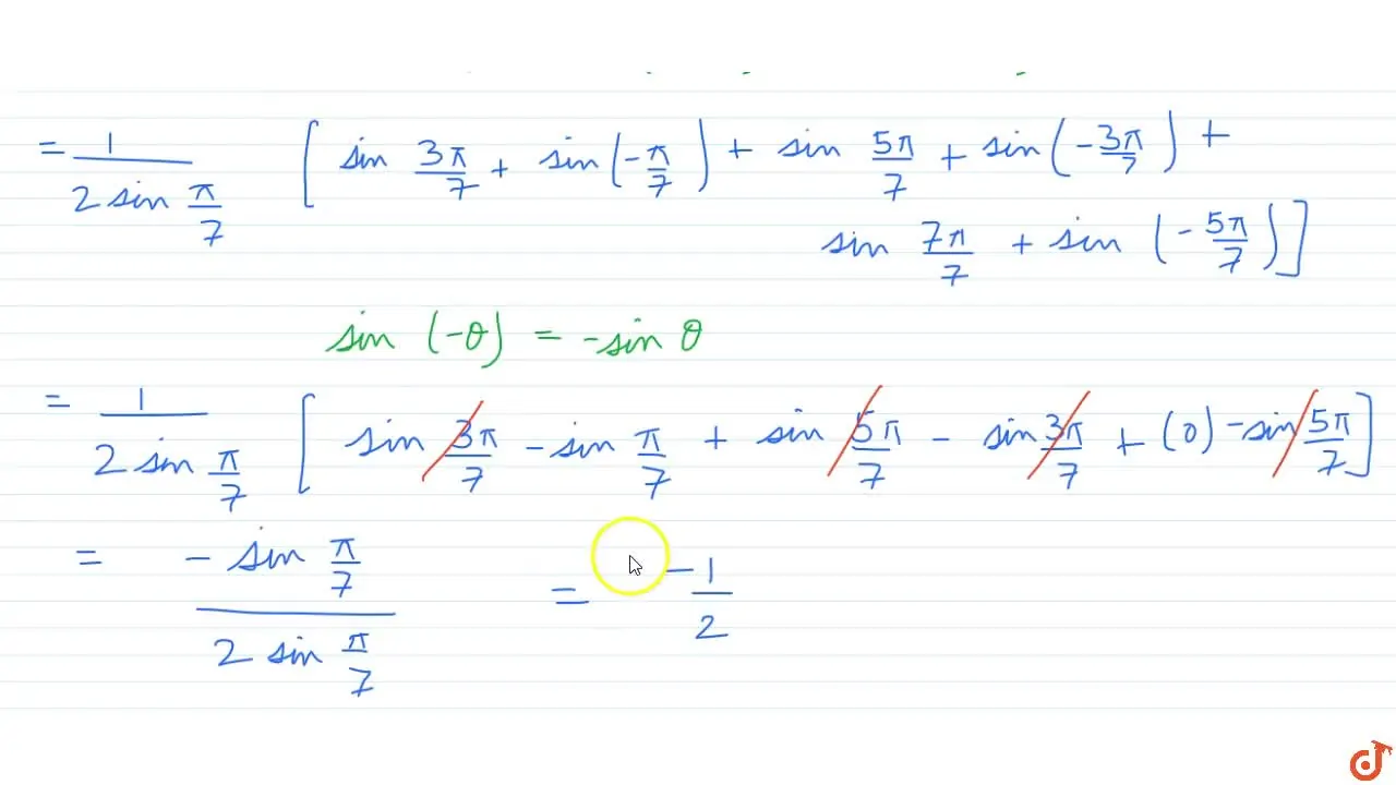 Find the value of cos(2pi)/7+cos(4pi)/7+cos(6pi)/7