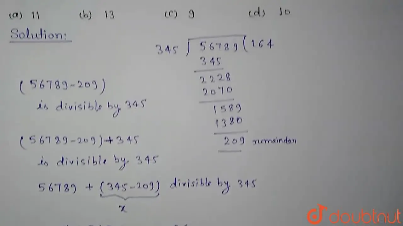 The smallest number that can be added to 56789 to make it divisible by