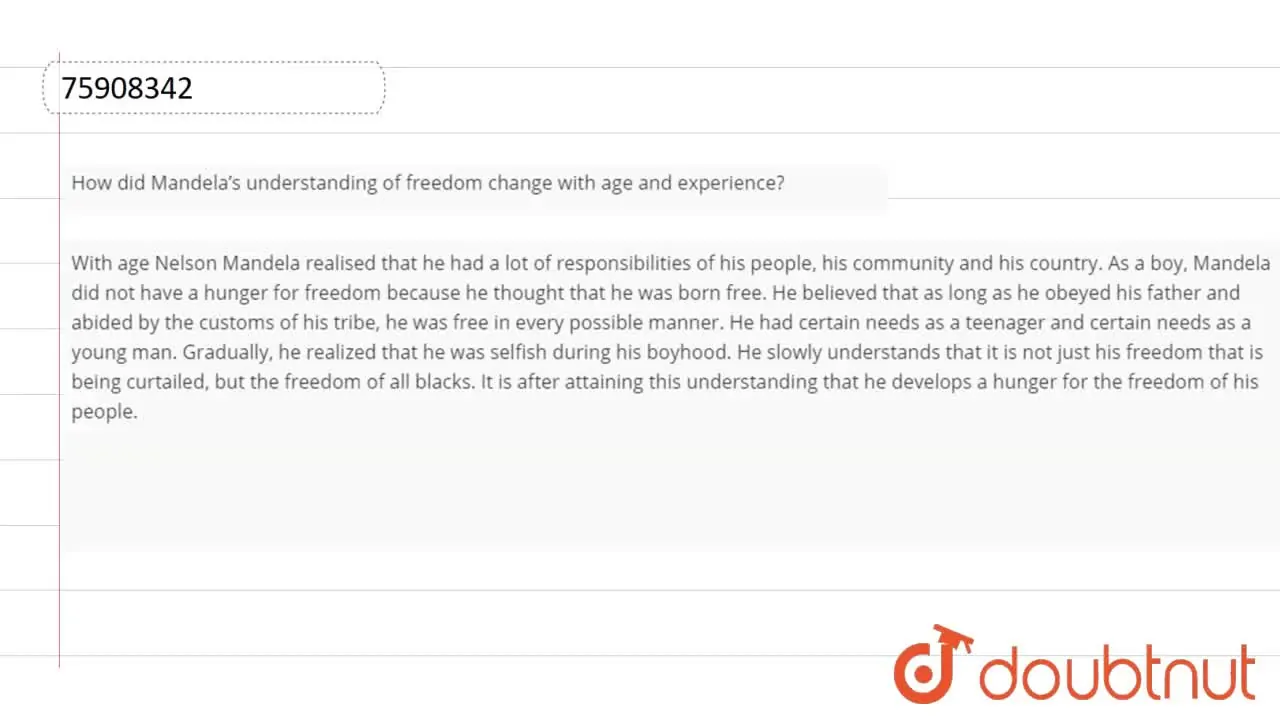 How did Mandela’s understanding of freedom change with age and experie