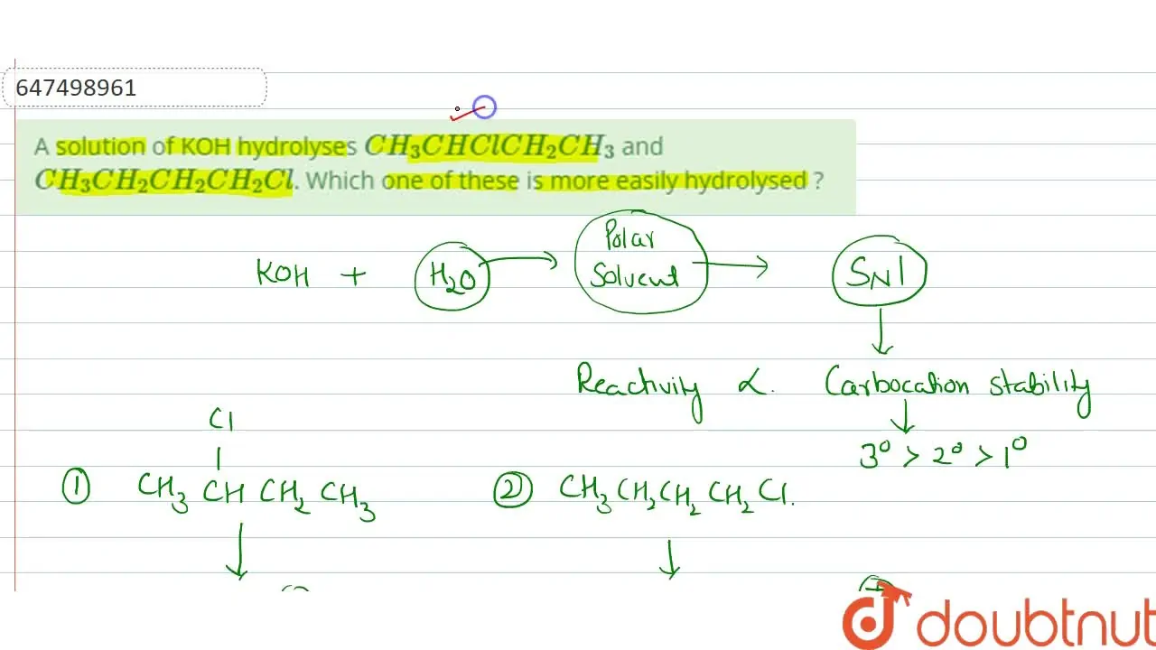 [Punjabi] A solution of KOH hydrolyses CH3CHClCH2CH3 and CH3CH2CH2CH2C