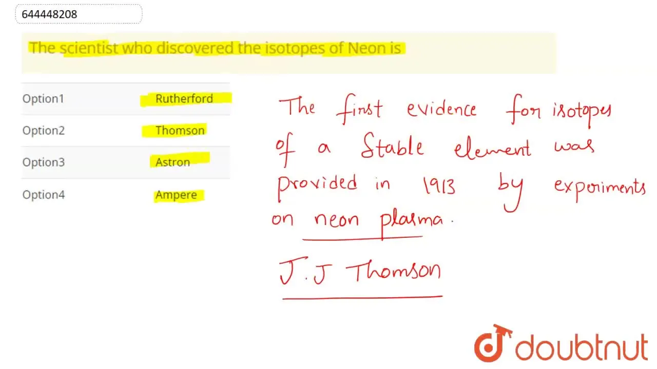 [Telugu] The scientist who discovered the isotopes of Neon is