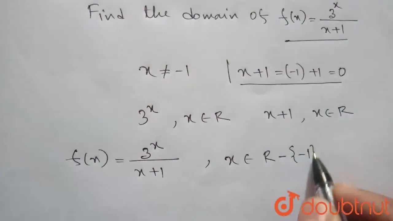 Find the domain of f(x) = (3^x)/(x+1)