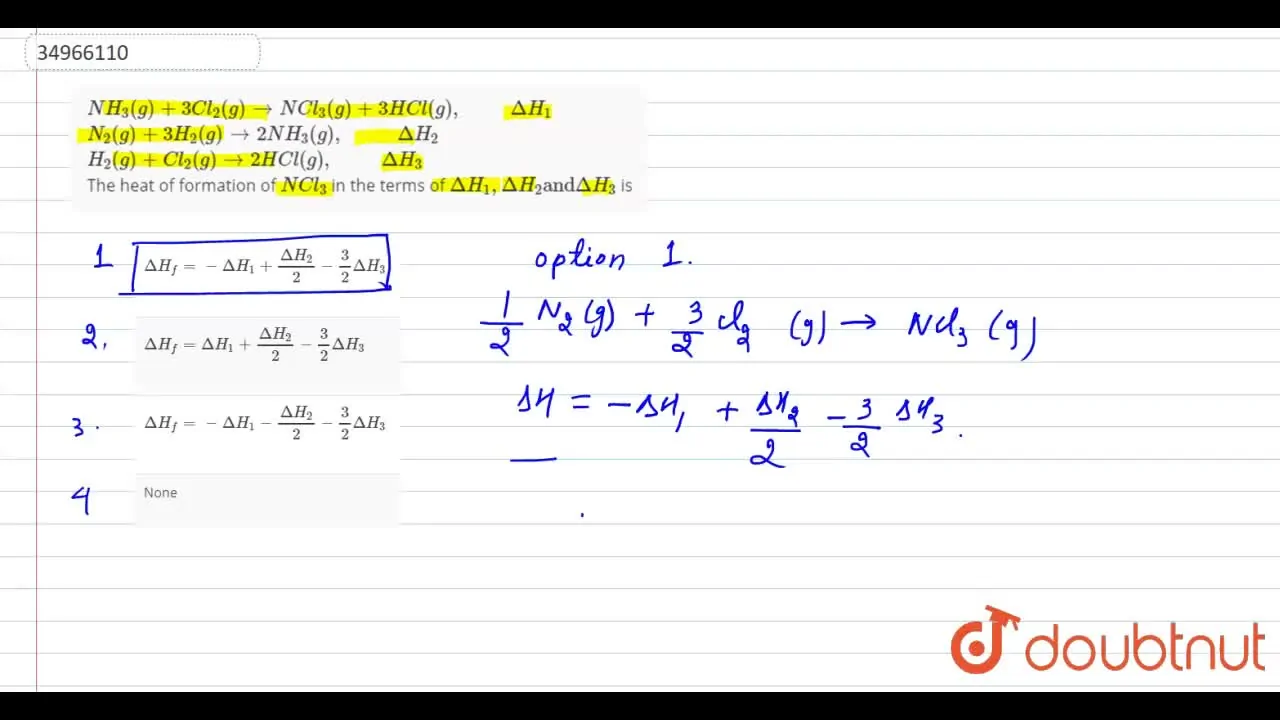 Delta H(f) = Delta H(1) - (Delta H(2))/(2) - (3)/(2) Delta H(3)