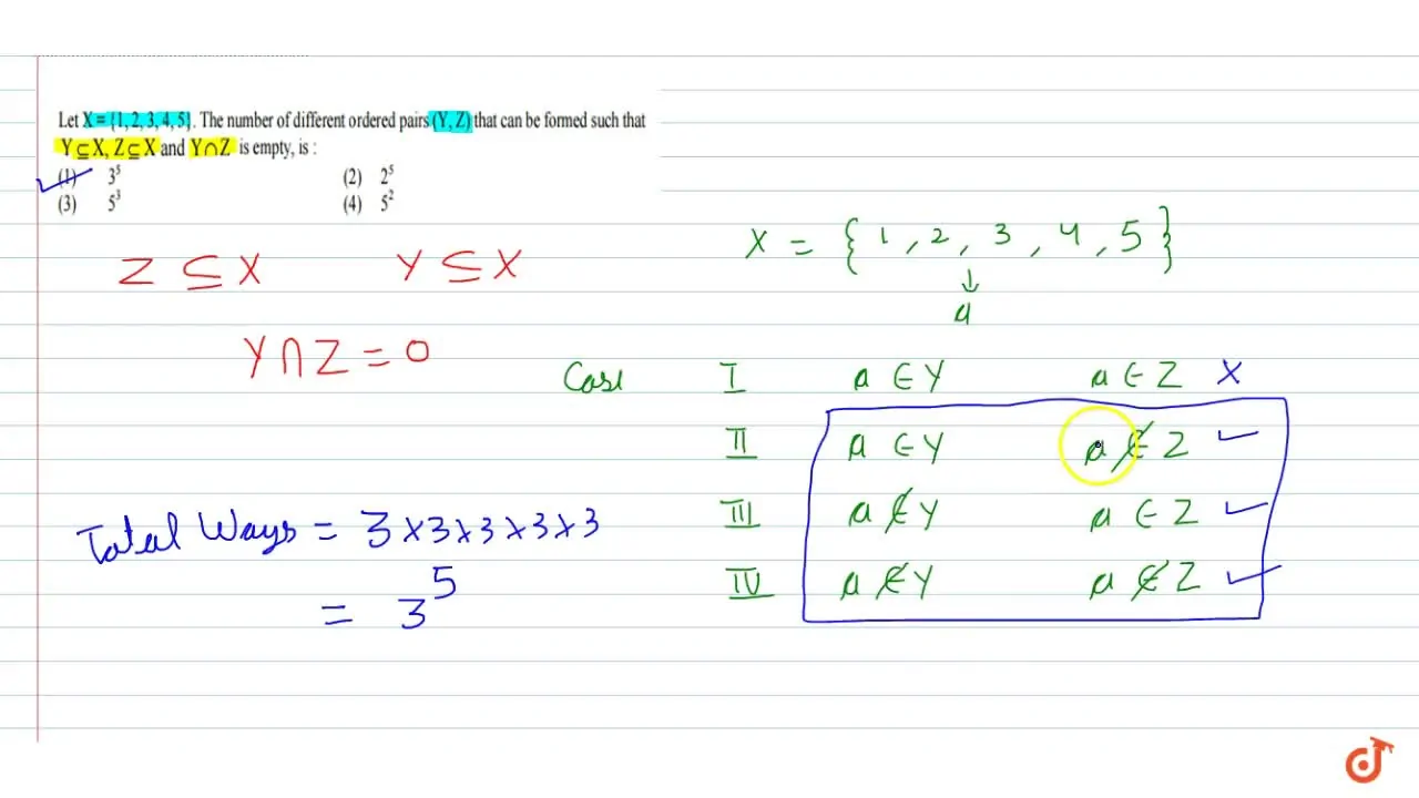 Let X 1 2 3 4 5 The Number Of Different Ordered Pairs