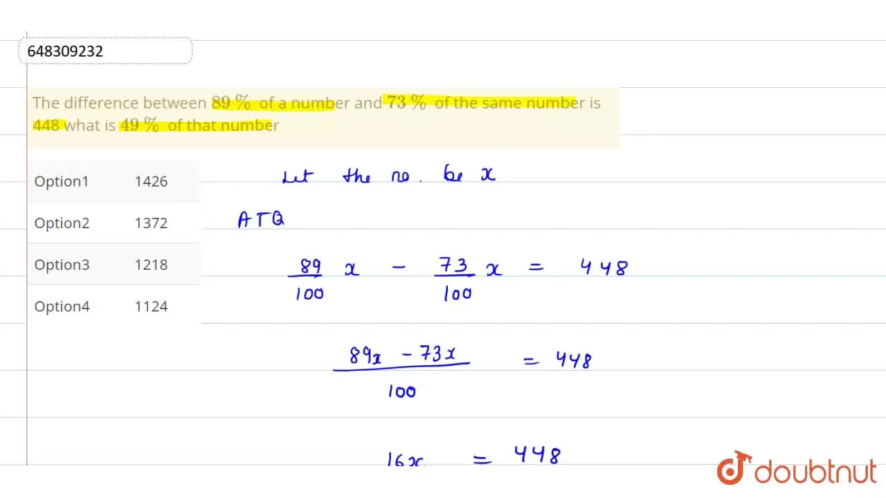 The Difference Between 89 Of A Number And 73 Of The Same Number Is 4 The Difference Between 89 Of A Number And 73 Of The Same Number Is 4