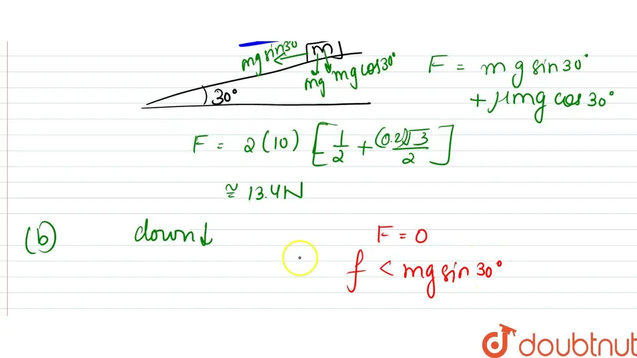 [Gujrati] A body of mass 2 kg is lyign on rough inclined plane of inc