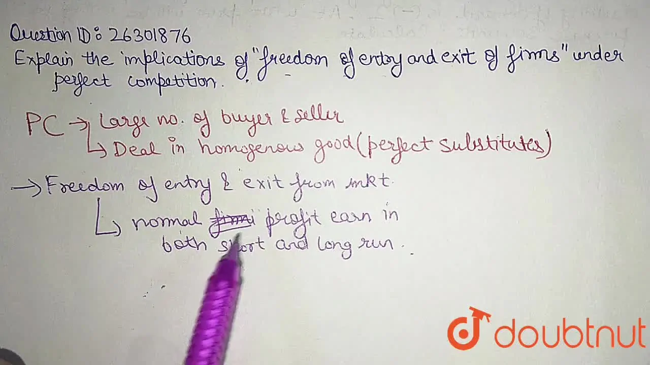 Explain the implications of ''freedom of entry and exit of firms'' und