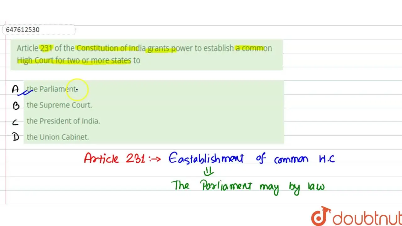 Article 231 of the Constitution of India grants power to establish a c