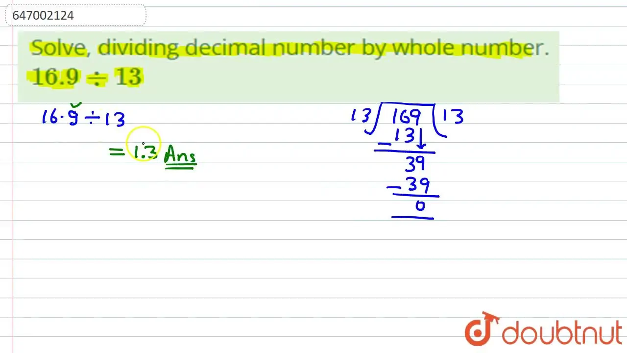 [Punjabi] Solve, dividing decimal number by whole number. 16.9-:13