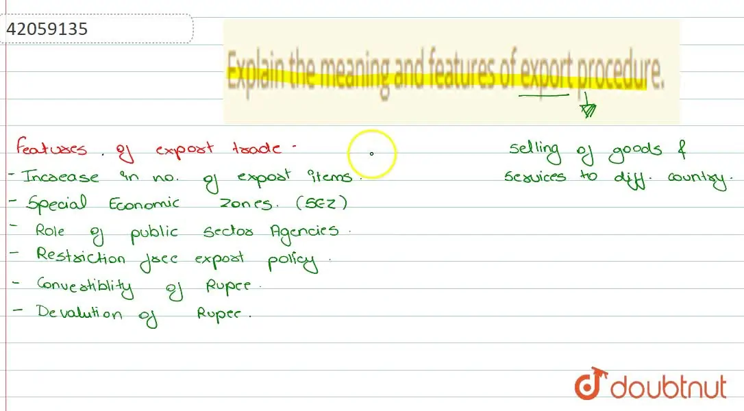 Explain the meaning and features of export procedure.