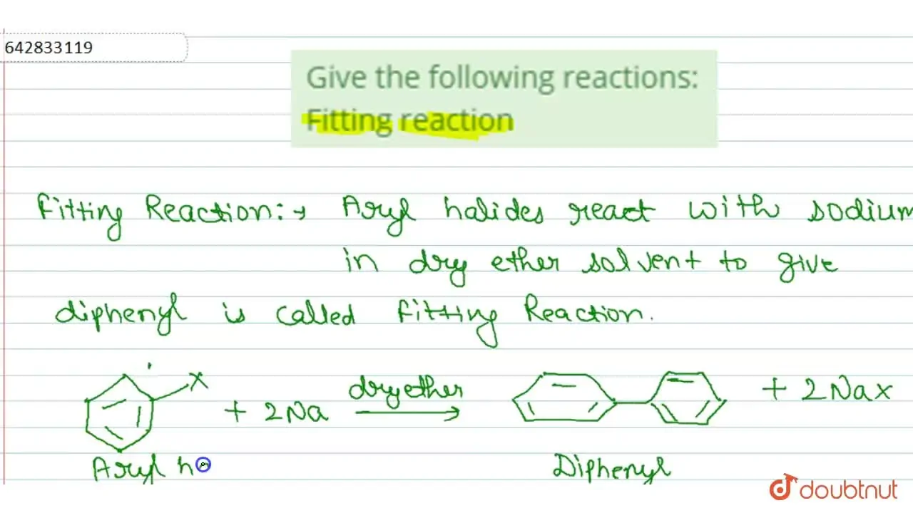 [Punjabi] Give the following reactions: Fitting reaction