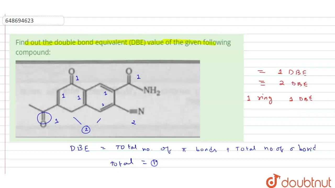 [Telugu] Find out the double bond equivalent (DBE) value of the given