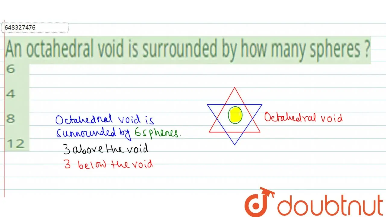 An octahedral void is surrounded by how many spheres