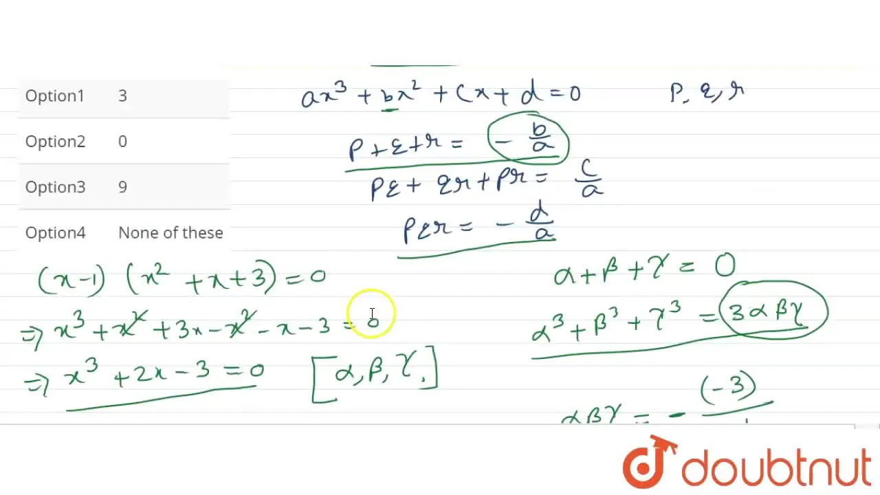 If alpha, beta and gamma are the roots of the cubic equation (x-1)(x^(