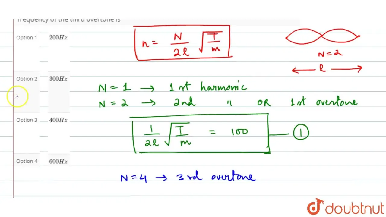 The frequency of the first harmonic of a string stretched between two