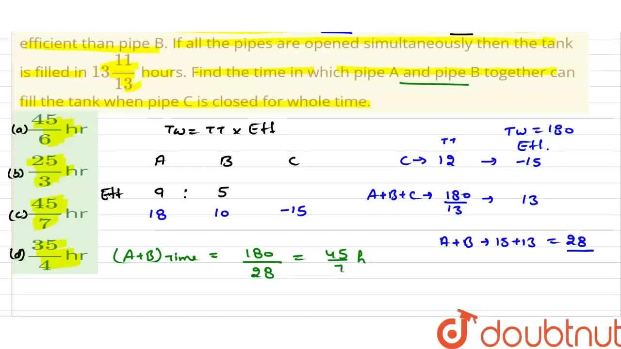There are three pipes connected to the tank. Pipe A and pipe B can fil