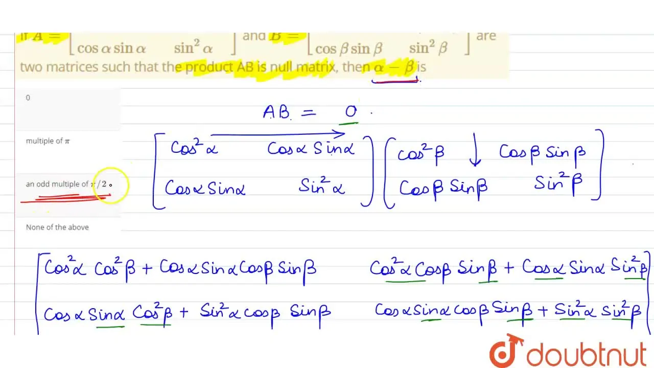 If A=[(cos^(2)alpha, cos alpha sin alpha),(cos alpha sin alpha, sin^(2