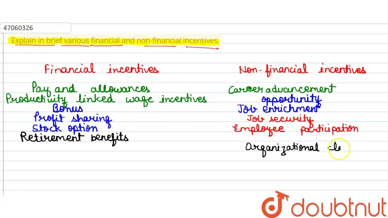Explain in brief various financial and non-financial incentives.
