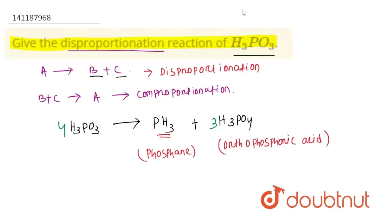 Give the disproportionation reaction of H(3)PO(3).