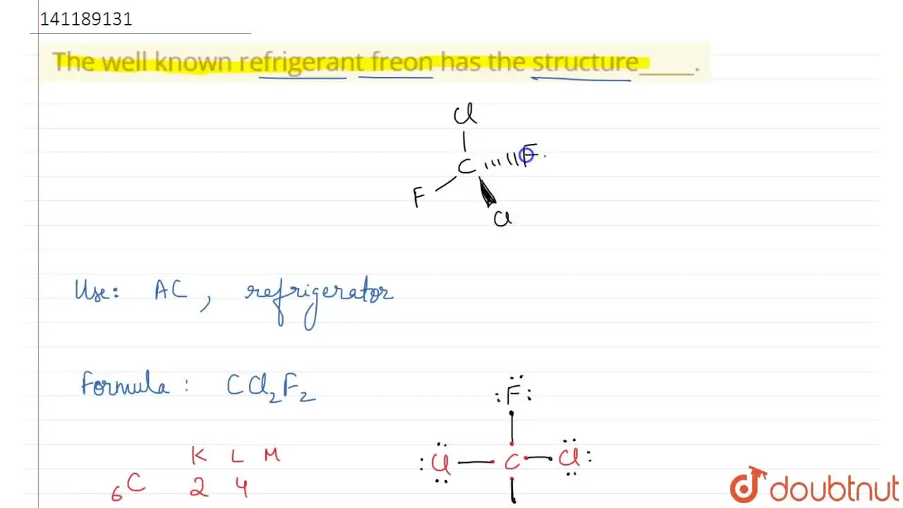 The well known refrigerant freon has the structure.