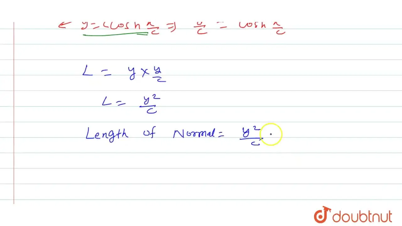 The length of normal at any point to the curve, y=c cosh(x/c) is