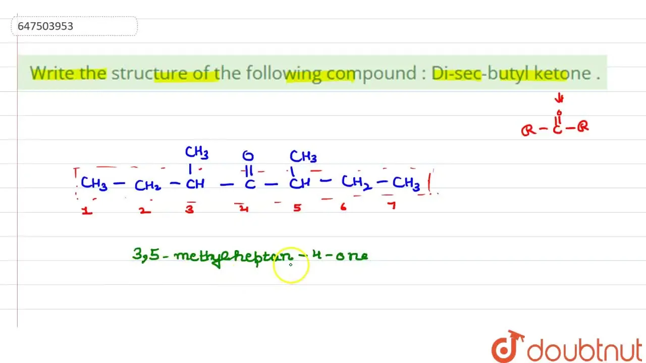 [Punjabi] Write the structure of the following compound : Di-sec-butyl