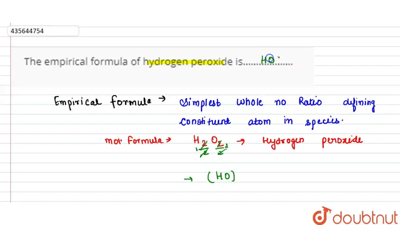 The empirical formula of hydrogen peroxide is……………….