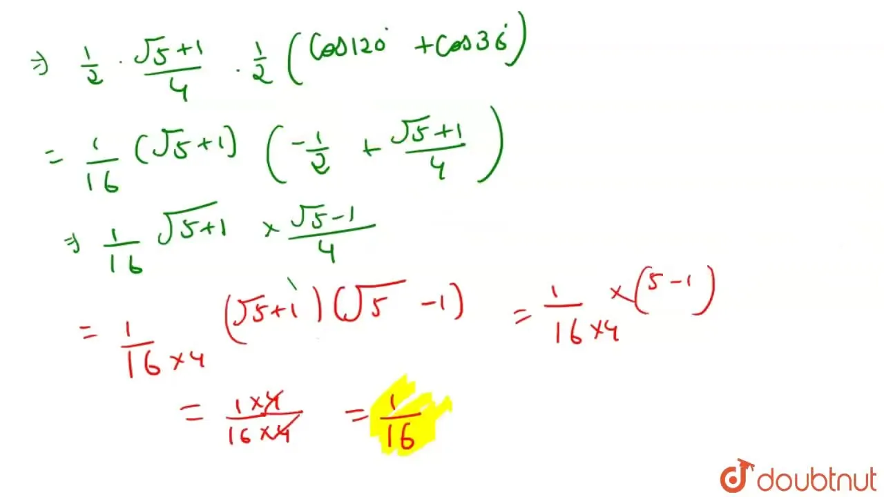 cos 60^(@) cos 36^(@) cos 42^(@) cos 78^(@) is