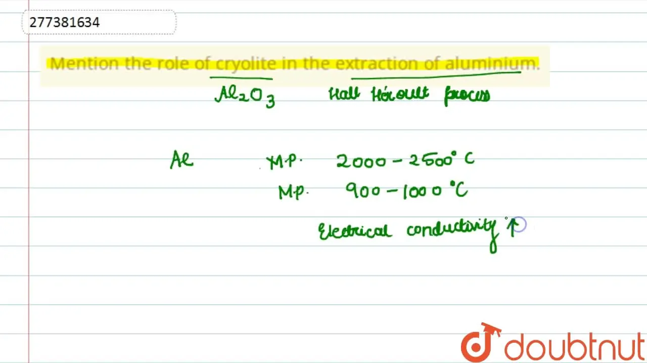 Mention the role of cryolite in the extraction of aluminium.
