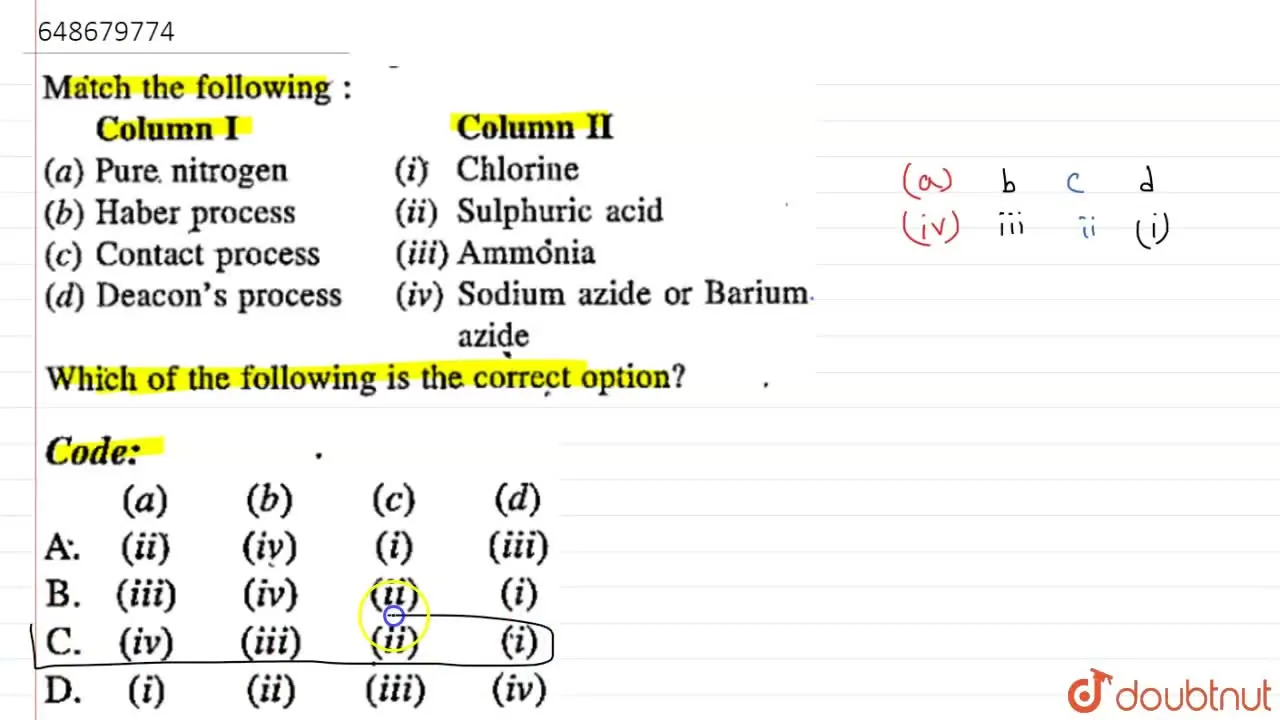 Match the following columns