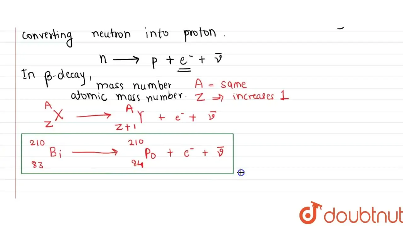 What is the basic nuclear process underlying beta^(-) decay ? Write nu