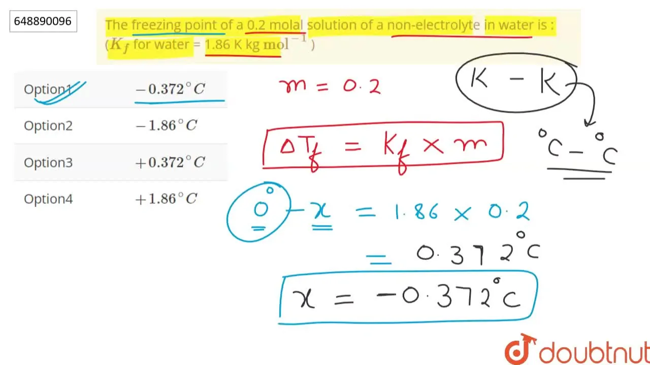 The freezing point of a 0.2 molal solution of a non-electrolyte in wat