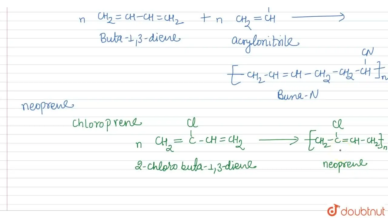 Write the monomers of buna -S, buna-N,and neoprene. Write their struct