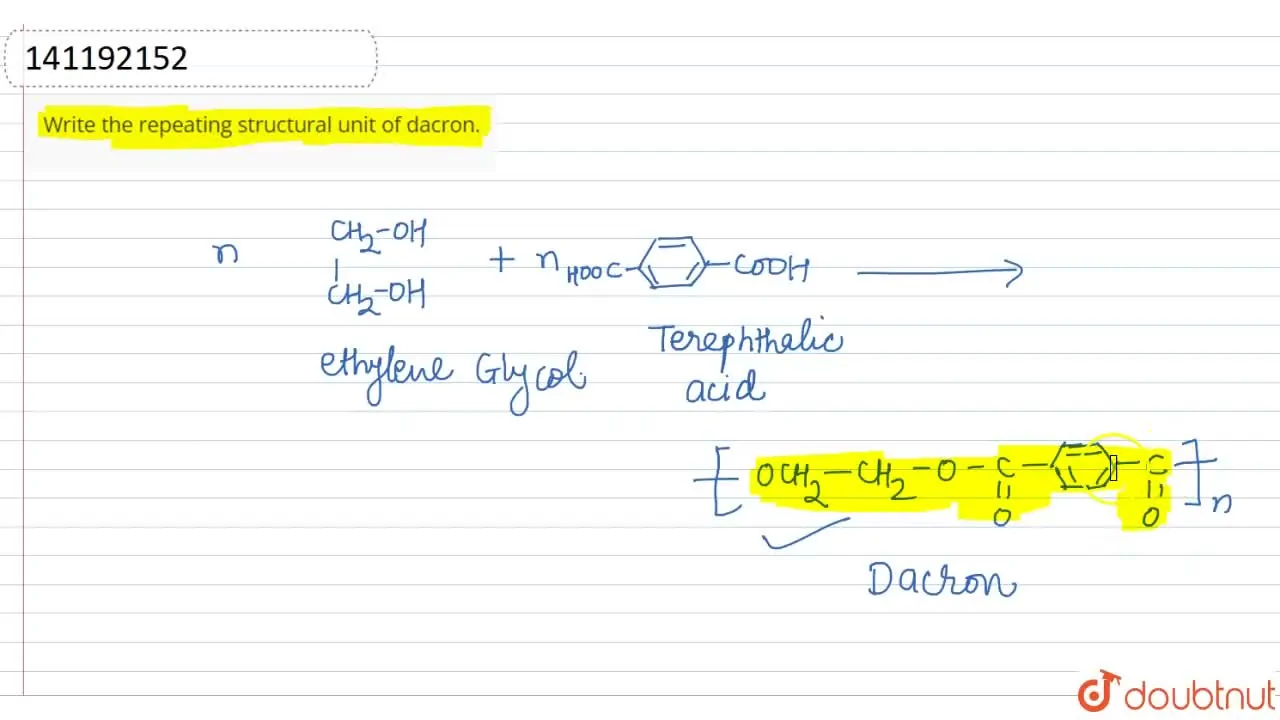 Write the repeating structural unit of dacron.