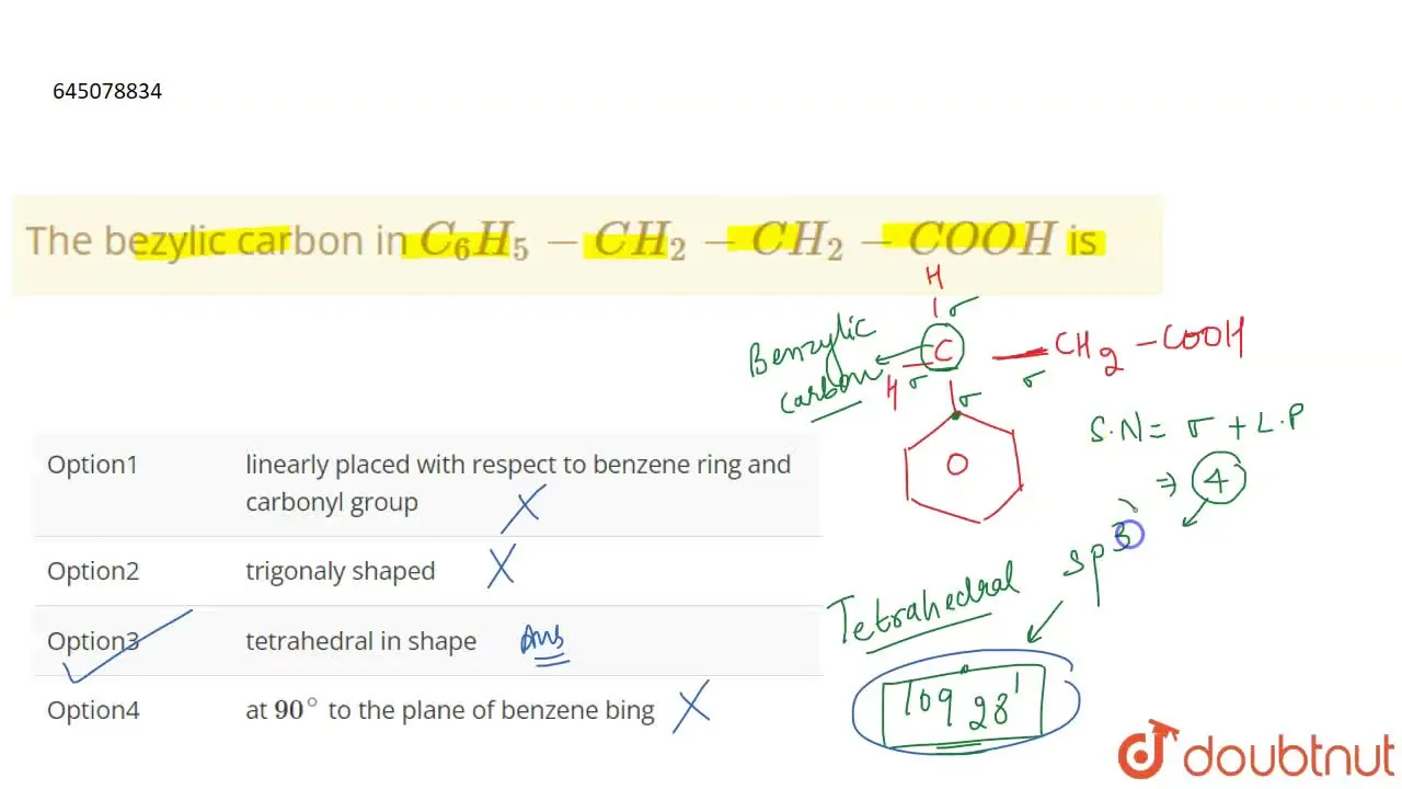 The bezylic carbon in C6H5-CH2-CH2-COOH is