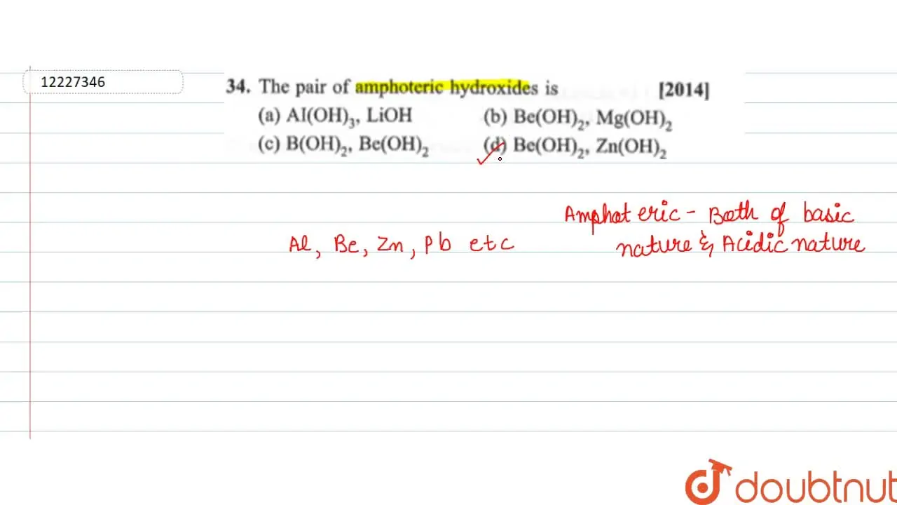 The pair of amphoteric hydroxides is