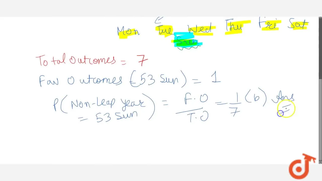 What is the probability that a non-leap year has 53 Sundays? 6/7 (b)