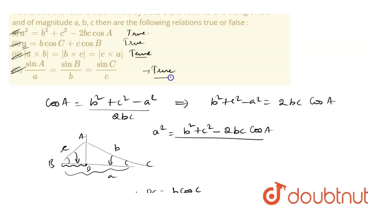 If a , b, c be the vectors determined by sides BC, CA and AB of a tria