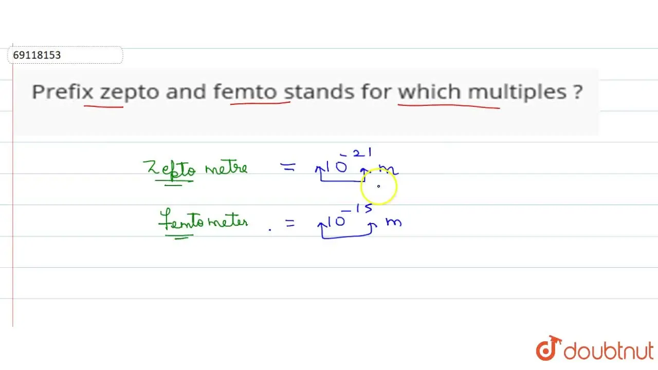 Prefix zepto and femto stands for which multiples