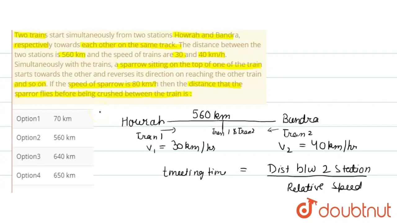 Two trains start simultaneously from two stations Howrah and Bandra, r
