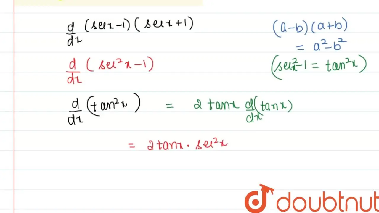 [Punjabi] Evaluate d/dx{(secx-1)(Secx+1)}